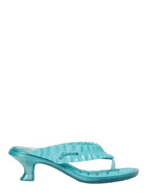 MELISSA X GANNI Ruched Pvc Thong Sandals With Low Heel - Gnawed Blue