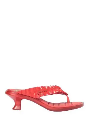 MELISSA X GANNI Ruched Pvc Thong Sandals With Low Heel - Red