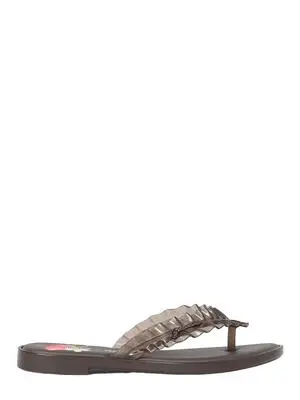 MELISSA X GANNI Ruched Pvc Thong Sandals With Low Heel - Dark