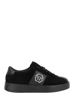 Philipp Plein Monogram Suede Low-top Trainers With Hexagon Logo - Black