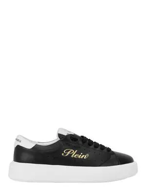 Philipp Plein Philipp Plein Leather Low-Top Trainers With Chunky Sole And Laminated Logo Black