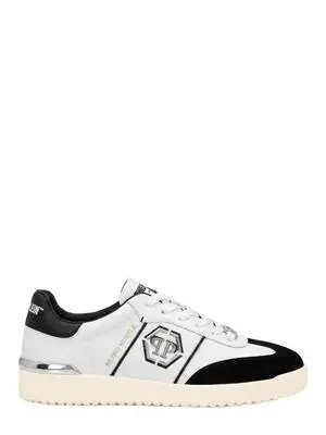 Philipp Plein Retro Hustle Leather Sneakers With Hexagon Logo - White 1