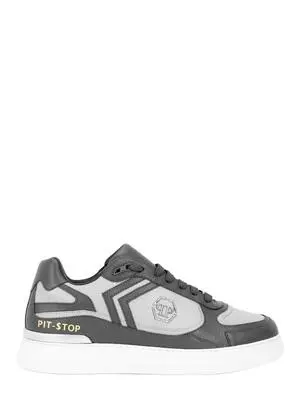 Philipp Plein Philipp Plein Pit-$top Monogram Leather Low-Top Trainers Grey