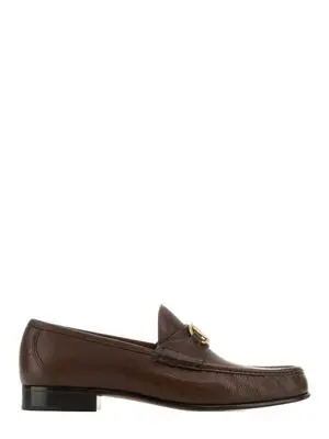 Valentino Garavani Vlogo Signature Penny Loafers In Smooth Calfskin Leather - Brown
