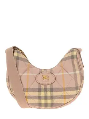 Burberry Horseshoe Crossbody Bag In Quilted Twill With Vintage Check Pattern - Pink