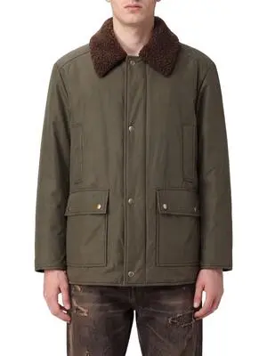 MAISON MARGIELA Padded Jacket With Fur Collar - Green