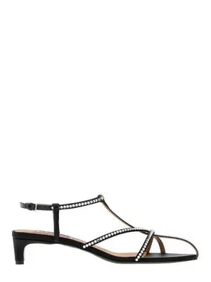 JIL SANDER Cage Crystal-embellished Satin Sandals With Low Heel - Black