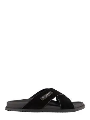 Dolce & Gabbana Cross Strap Sandals - Black