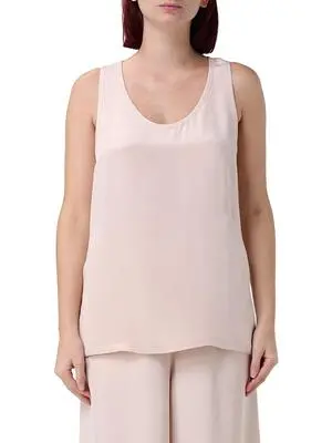 Max Mara Sleeveless U-neck Slim Fit Crêpe De Chine Top Beige