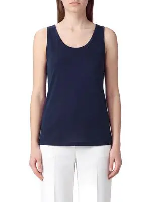 Max Mara Sleeveless U-neck Crêpe De Chine Top - Navy