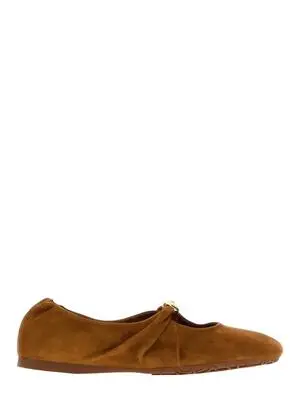 LOEWE Loewe Pebble Draped Suede Ballet Flats