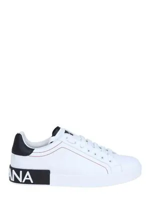 Dolce & Gabbana Dolce & Gabbana Portofino Smooth Calfskin Low Top Sneakers With Logo Detail White