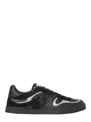 Dolce & Gabbana Portofino Bi Calf Leather Sneakers With Dg Monogram Black