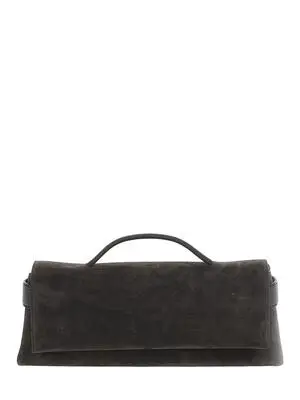 Brunello Cucinelli Brunello Cucinelli Suede Calfskin Clutch With Monili Embellishment Dark