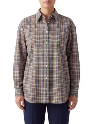 TOTEME Toteme Checkered Long-Sleeve Shirt Blue