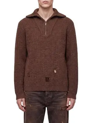 MAISON MARGIELA High Neck Distressed Jumper - Brown