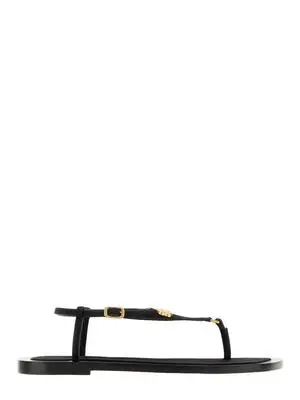 BALENCIAGA Riva Low-heeled Goat Leather Thong Sandals With Logo