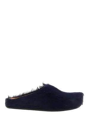Marni Calf Hair Sabot Mules With A Round Toe And Rubber Sole - Violet