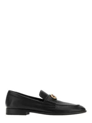 Burberry Opal Penny Loafers In Lambskin Leather With Metal Logo - Black