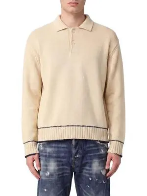 GOLDEN GOOSE Cotton Knit Polo Shirt With Back Logo Print - White