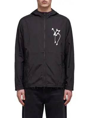 Y3 Hooded Jacket With Graphic Print - Black