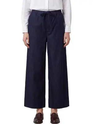 Max Mara Wide-leg Cotton Trousers With Elasticated Waist - Blue