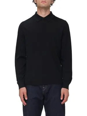 Paul Smith Long-sleeved Slim Fit Merino Wool Knit Polo Shirt - Black