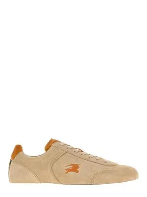 Burberry Burberry Knight Suede Calfskin Sneakers With Embroidered EKD Logo Silver