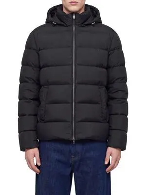Herno Hooded Water-repellent Quilted Nylon Down Jacket - Black