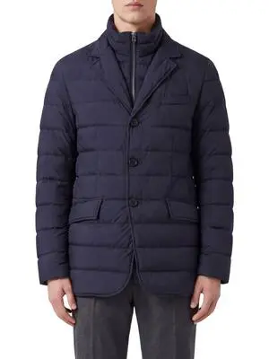 Herno Quilted Nylon Down Blazer With Detachable Bib - Navy