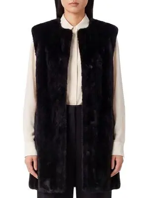 Herno Herno Crewneck Faux Fur Gilet Black
