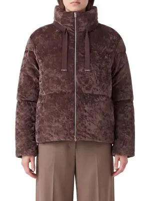 Herno High-neck Quilted Microfiber Down Jacket With Drawstring Hood - Brown