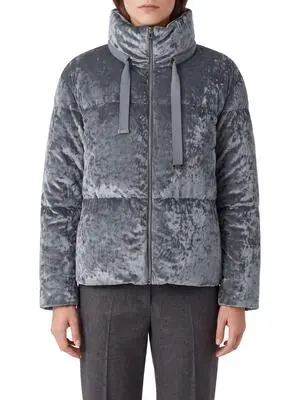 Herno High-neck Quilted Microfiber Down Jacket With Drawstring Hood - Natural