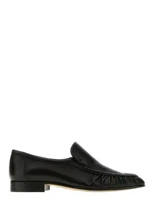 THE ROW Two Ruched Smooth Calfskin Loafers - Black