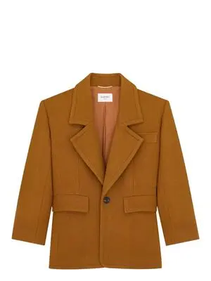 Saint Laurent Single-breasted Long-sleeved Jacket - Camel