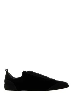 JIL SANDER Etage Sneakers In Velvet And Suede With Rear Pull Tab - Black
