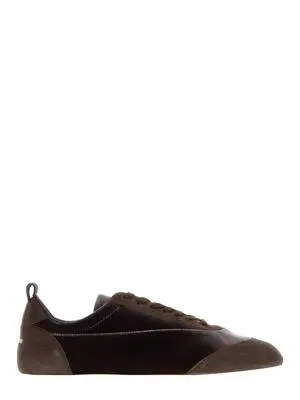JIL SANDER Velvet And Suede Sneakers With Rear Pull Tab - Brown