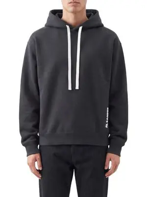 JIL SANDER Relaxed Fit Cotton Hoodie With Dropped Shoulders - Black