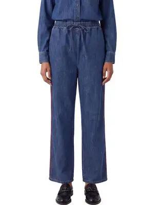 Valentino Garavani Straight-leg Trousers With Elasticated Drawstring Waist - Denim