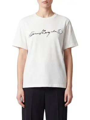 MAISON MARGIELA MM6 Maison Margiela Cotton Crewneck T-Shirt With Contrast Logo White
