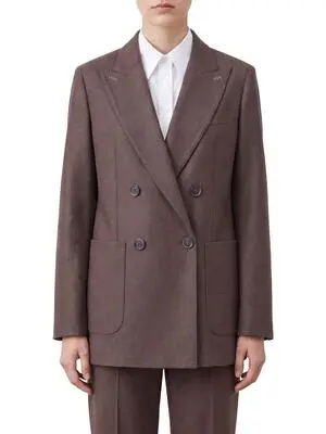 Max Mara Cropped Double-breasted Blazer In Pure Cashmere With Peak Lapels - Brown