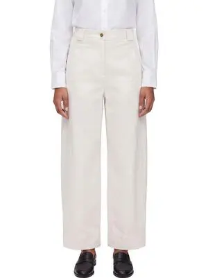 Max Mara Max Mara Adorni High-Waisted Wide-Leg Cotton Trousers Brown