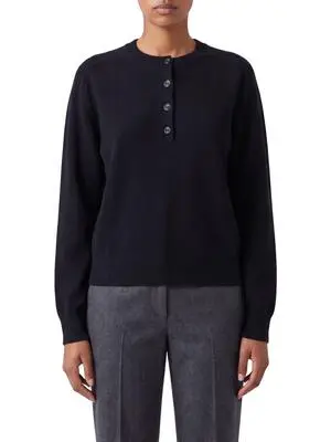 Loulou De Saison Loulou De Saison Buttoned Neck Sweater Black