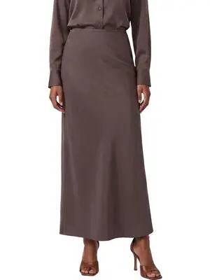 Loulou De Saison High-waisted Silk Midi Pencil Skirt Brown