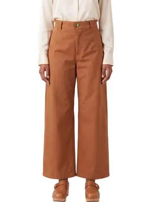 CHLOÉ Chloé High-Waisted Wide-Leg Cotton Trousers With Slant Pockets