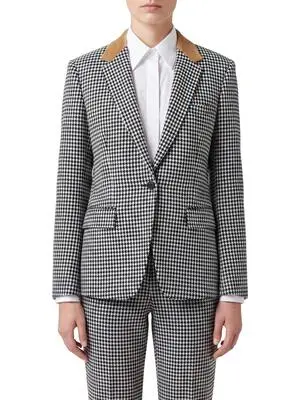 TOM FORD Slim Fit Single-breasted Blazer In Houndstooth Cashmere - Black