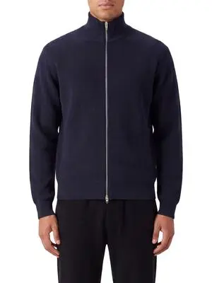 JIL SANDER Water-repellent Wool Knit Bomber Jacket - Blue 1