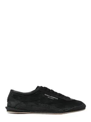 Dolce & Gabbana Dolce & Gabbana Lipari Suede Calfskin Sneakers With Printed Logo Black