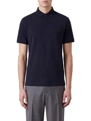 Emporio Armani Argyle-patterned Slim Fit Cotton Polo Shirt - Navy