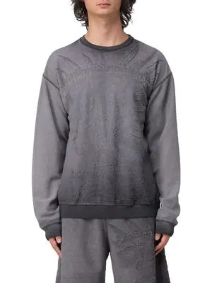 DIESEL® Relaxed Fit Graphic Print Crewneck Jumper In Cotton Blend Violet